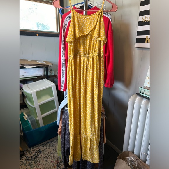 Arizona Jean Company | Dresses | Arizona Yellow Polka Dot Maxi Dress ...